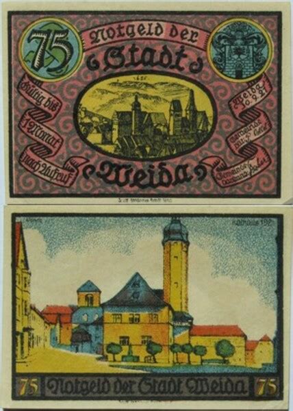 75 Pfennigs Ciudad De Weida Turingia Numista