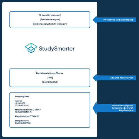 Deckblatt Bachelorarbeit Gestalten Beispiel StudySmarter