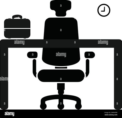 Business Office Desk Vector Modern Office Interior Silhouette Office With Chair Stock Vector