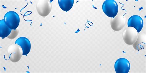 Celebre Con Globos Azules Y Blancos Con Confeti Para Decoraciones
