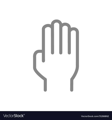 Human Hand Line Icon Open Palm Gesture Symbol Vector Image