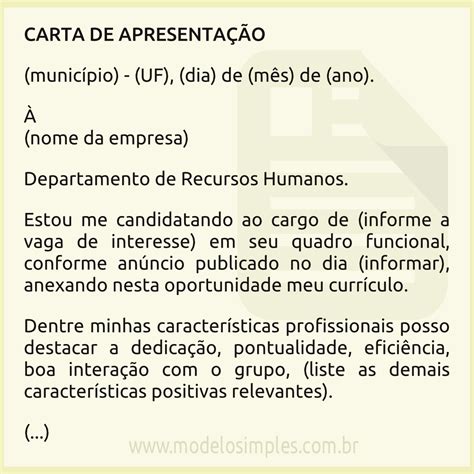 Modelo de Carta de Apresentação