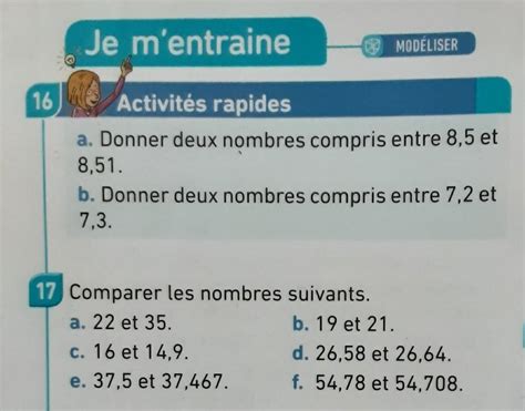 Bonjour Exercices De Maths Donner Les Nombres Compris Entre Et