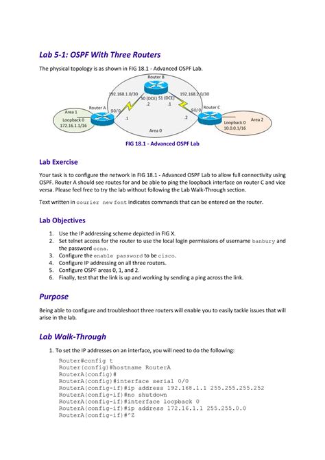 Lab Ospf With Three Routers Lab Ospf With Three Routers The