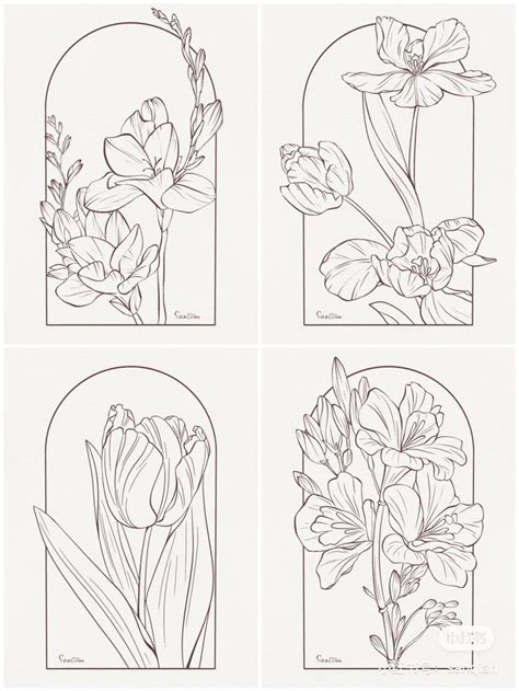 Pin By Mavi On Sizin Pinleriniz In 2024 Flower Art Drawing Line Art