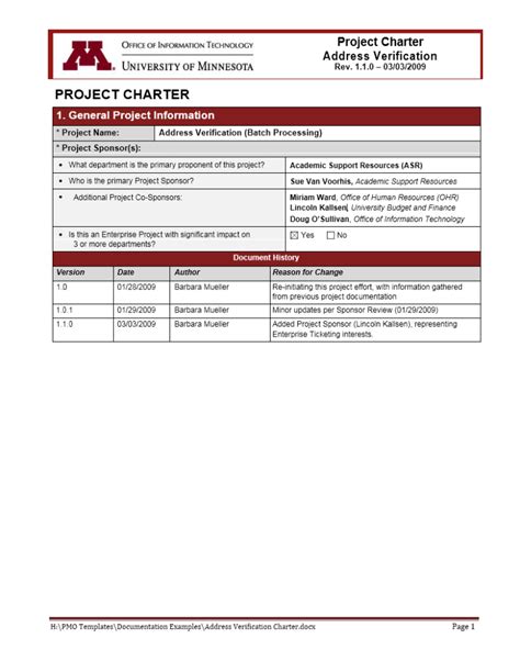 25 Free Project Charter Templates Printable Samples