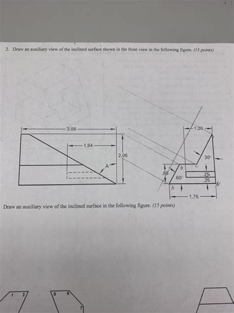 Solved 2 Draw An Auxiliary View Of The Inclined Surface Chegg