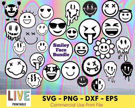 Emoji Svg Bundle Smiley Face Happy Face Svg Smile Svg Emoji Etsy