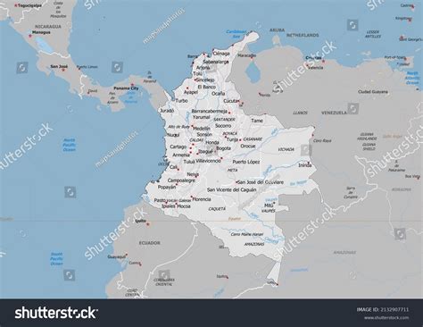 Colombia Political Map Neighbors Capital National 库存插图 2132907711