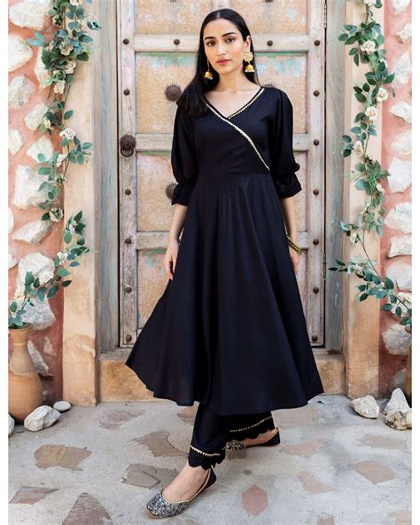 Black Flared Angrakha Set Set Of Two By Empress Pitara The Secret Label