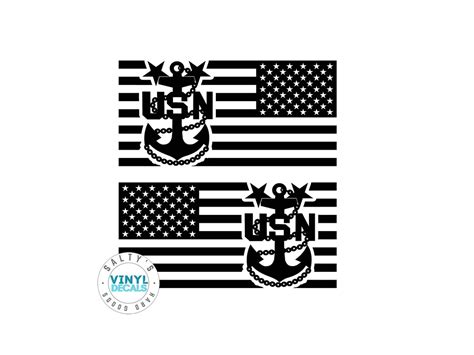 US Navy Master Chief MCPO Anchor Flag Facing Forward 2 Pack Vinyl Decal