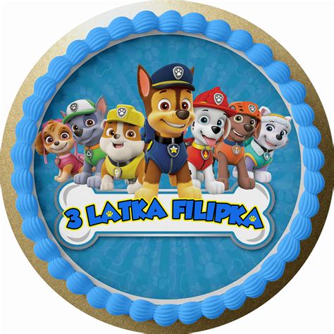 Opłatek na tort Psi Patrol 20cm dla Chłopca Tekst w Kości 13 Wafers