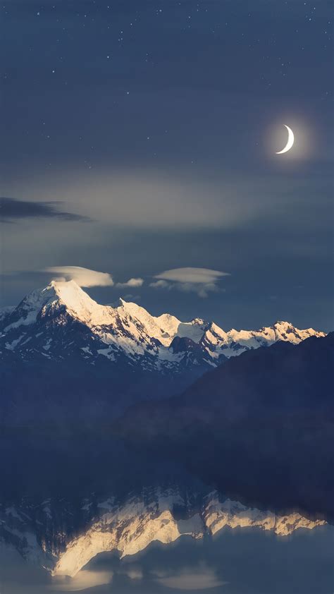 Mountain Snowy Peak Night 4K 8K 3760h Wallpaper PC Desktop