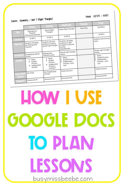Google Lesson Plan Template