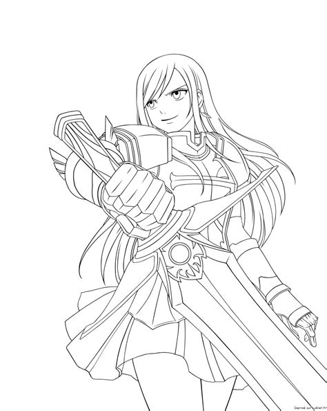Coloriage Fairy Tail Erza Imprimer