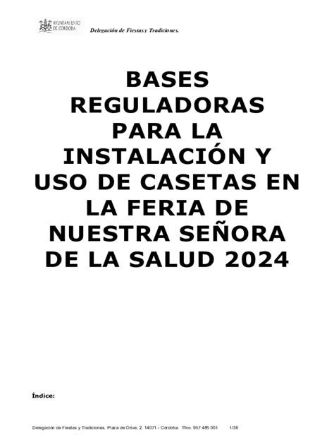 Completable En línea feriasyfiestas cordoba BASES REGULADORAS PARA LA