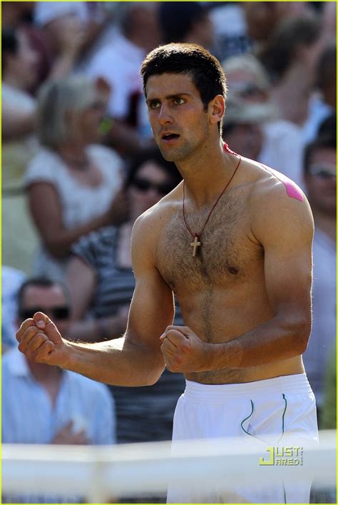 Novak Djokovic Rips Off Shirt During Wimbledon Win Photo