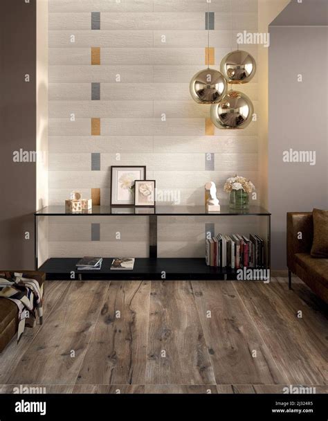Modern Interior Design Of Room With Wood Texture Tiles Seamless Design