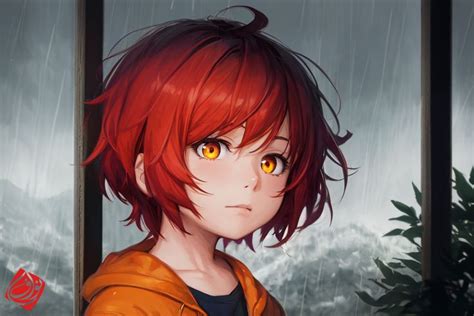 Yellow Eye Red Hair Anime Style Masterpiece Best Quality Ultra Detailed Red Hair Yellow Eyes