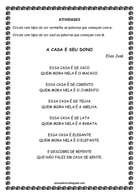 Sequência Didática o livro A casa e seu dono de Elias José