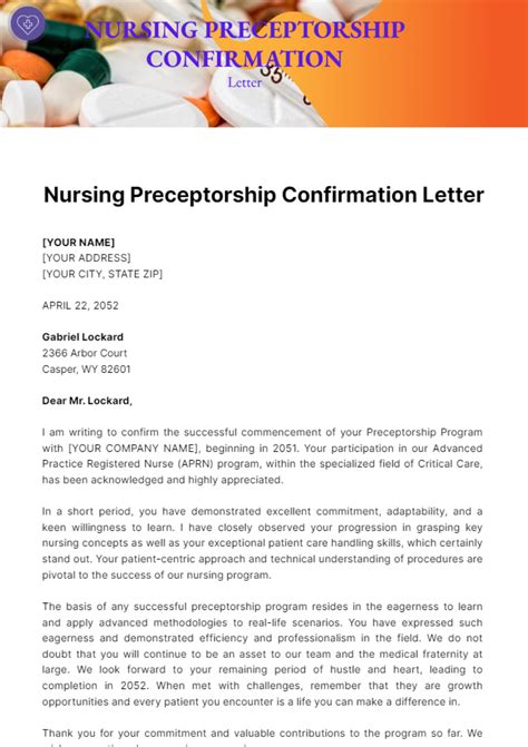 Free Nursing Preceptorship Confirmation Letter Template Edit Online