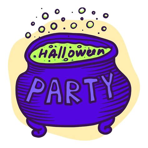 Premium Vector Halloween Party Cauldron Icon Hand Drawn Illustration