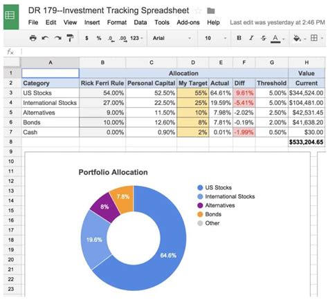 Investment Portfolio Excel Template