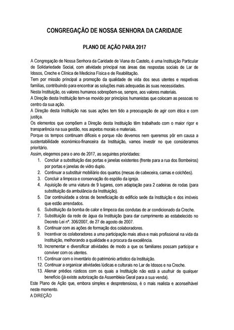 PLANO DE AÇÃO 2017 by Congregação N ª Sra Caridade N ª Sra Caridade