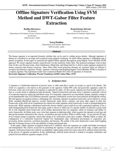 offline signature verification using svm method and dwt gabor filter feature extraction pdf