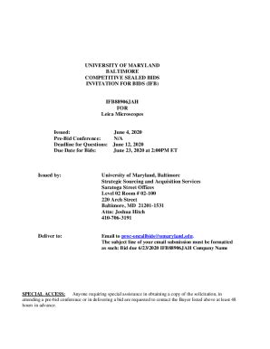 Fillable Online Afcf Umaryland COMPETITIVE SEALED BIDDING INVITATION