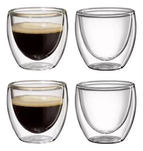 Jogo De Copo Café Bono Parede Dupla De Vidro 80ml 4 Copos MercadoLivre