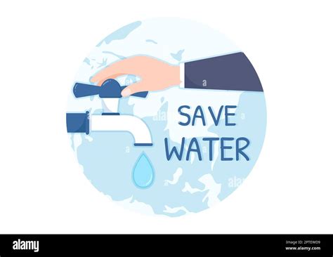 Water Saving Templates Hand Drawn Flat Cartoon Illustration For Mineral