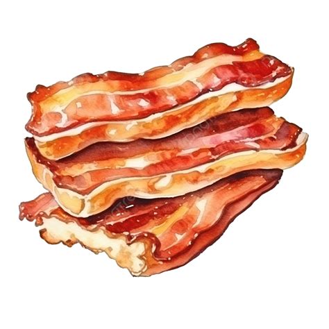 Watercolor Breakfast Bacon Watercolor Clip Art Hand PNG Transparent