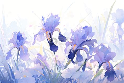 风中的鸢尾花插画图片下载 正版图片600798259 摄图网