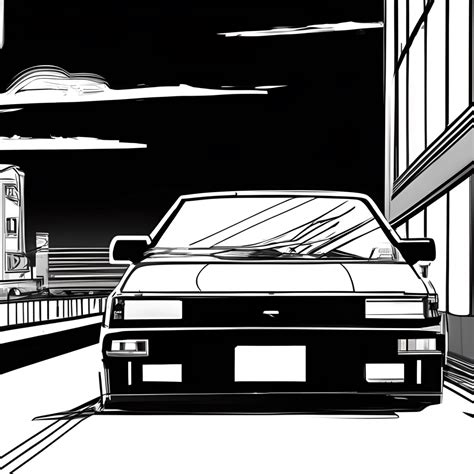 Initial D Style Manga Anime Black And White Japanese Creative Fabrica