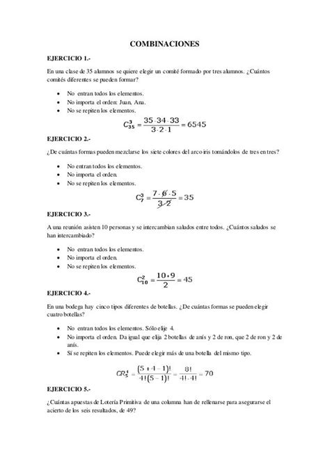 ejercicios de permutaciones combinaciones variaciones