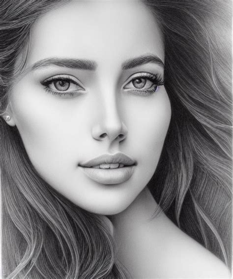 Pencil Portrait Of A Wonderful Woman Beautiful Perfect Face Ve Arthubai