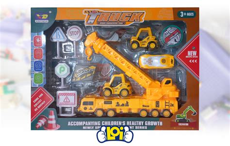 Set de Construcción de Juguete con Grúa Vehículos y Señales de
