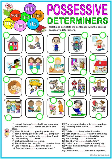 Possessive Determiners General Gramm English Esl Worksheets Pdf Doc