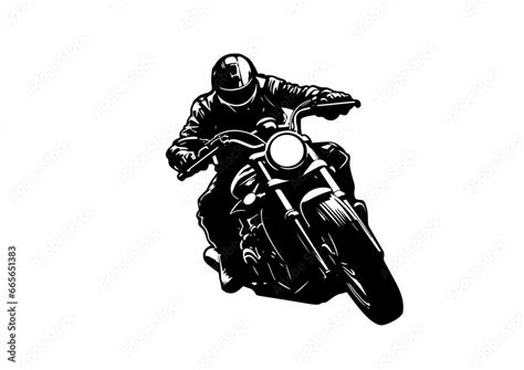 Moto Gp Vector Art Man On A Motorbike At High Speed Leaning In The