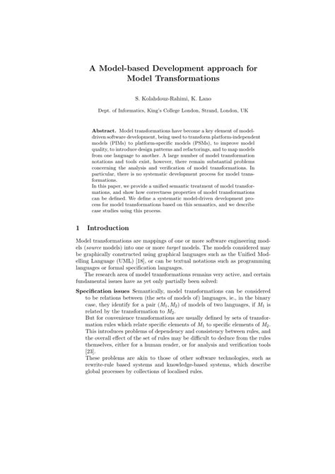 pdf a model based development approach for model transformations