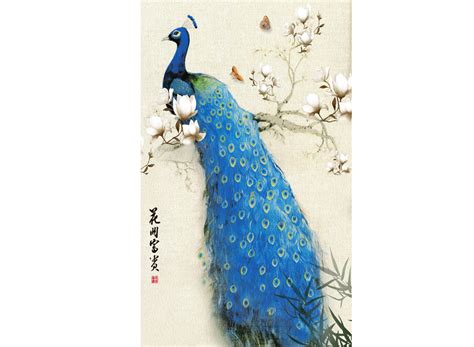 A060649 中式玄关 花鸟 孔雀 高清壁画素材 壁画 电视背景墙 沙发背景墙 壁画素材