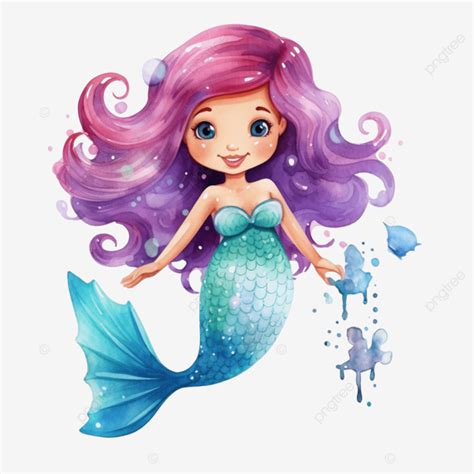 Watercolor Cute Mermaid Clipart Png Cute Clipart Mermaid Clipart