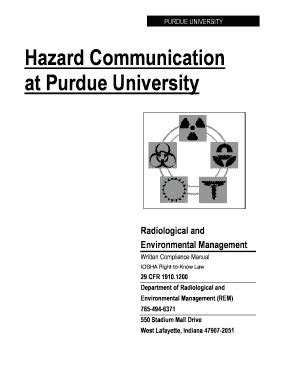 Fillable Online Purdue Hazard Communication At Purdue University