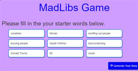 github systemsvanguard madlibs a simple mad libs game for your enjoyment built using html5