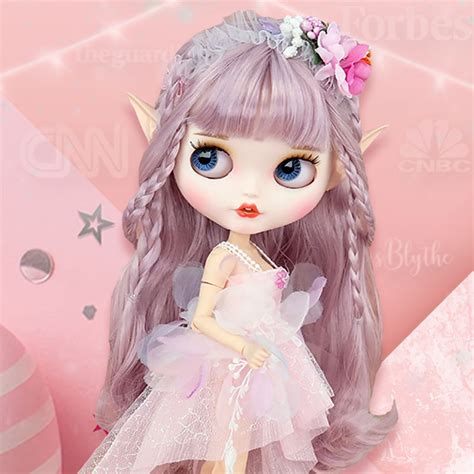 Fairy Elfie Premium Custom Neo Blythe Doll With Purple Hair White