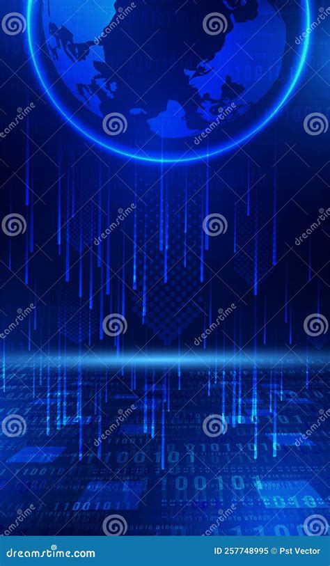 Digital Technology World Binary Code Blue Background Matrix Cyber