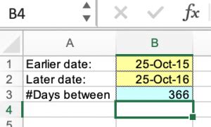 Calculating The Number Of Days Between Two Dates Using Excel In