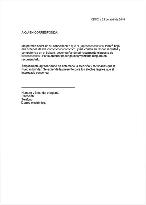 Ejemplo De Carta De Recomendación Personal En Word Ejemplo Sencillo