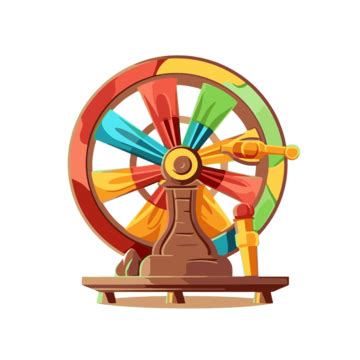 Spinning Wheel Vector Sticker Clipart Colorful Spinning Wheel On Top